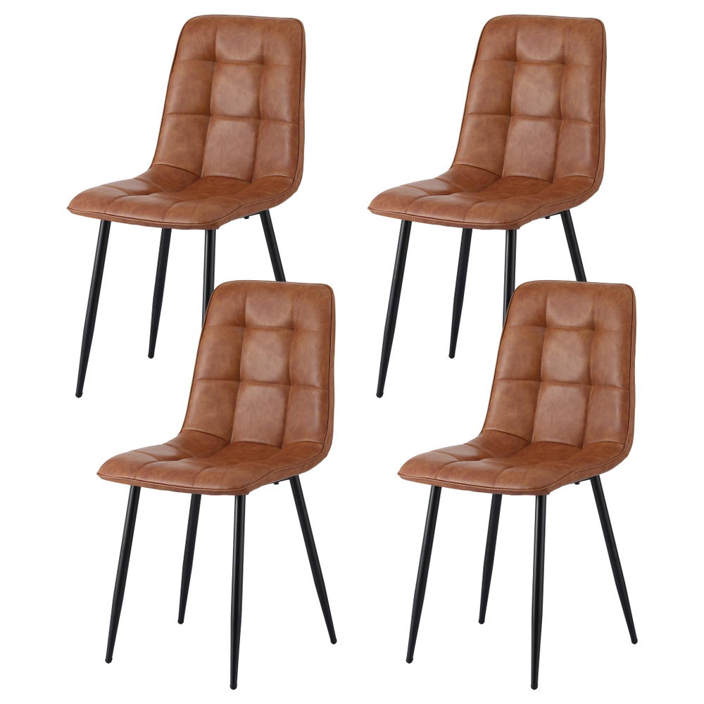 4 Retro PU Leather Dining Chairs Retro - Brown – Napoleon Bay